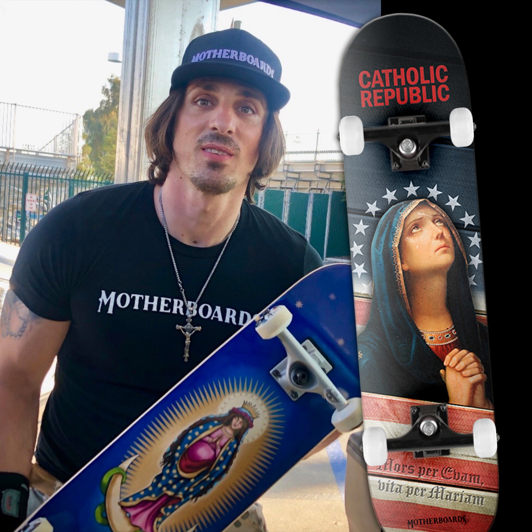 Catholic Republic by Timothy Gordon Skateboard Deck – Motherboards